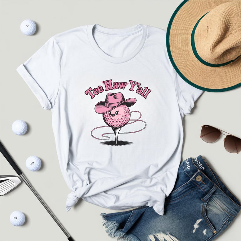 Tee Haw Y'all Golf Shirt: Funny Cowgirl Bachelorette Party Tee - Etsy