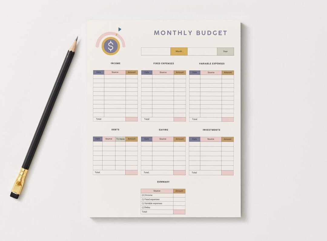 Printable Budget Planner Expense Tracker for Monthly Budgeting Budget ...