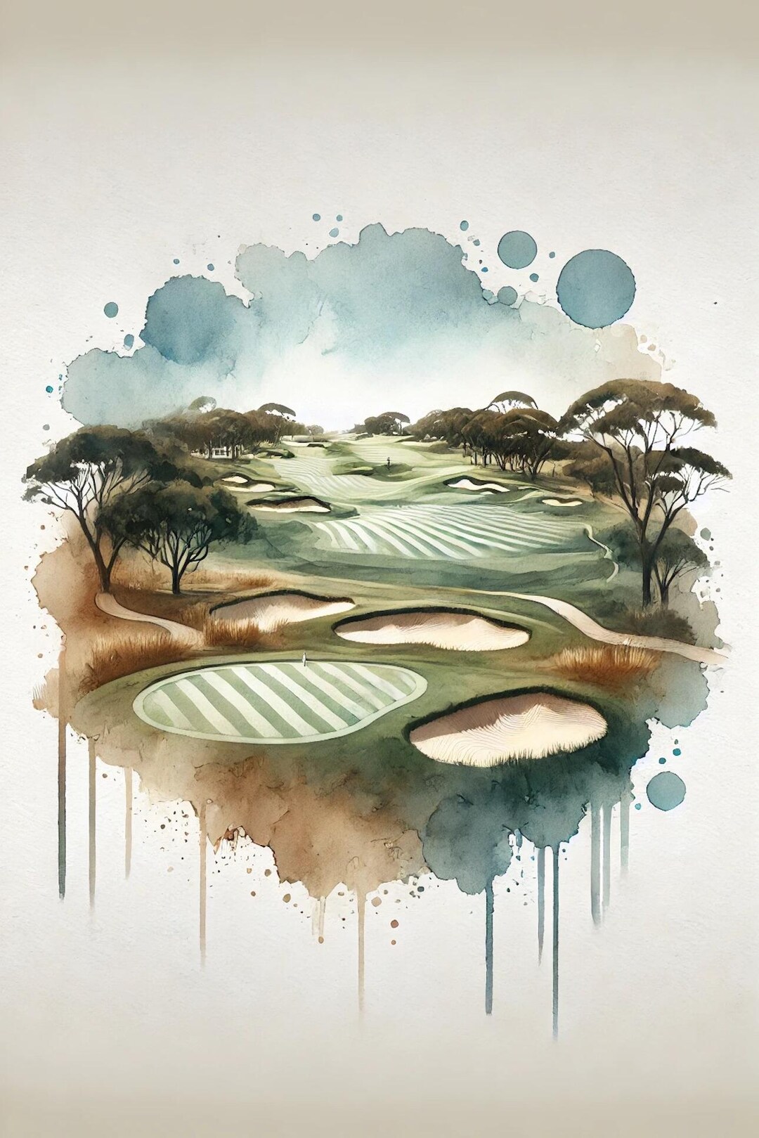 Golf Art Print Golf Watercolor Art Digital Golf Artwork Golf Wall Decor ...