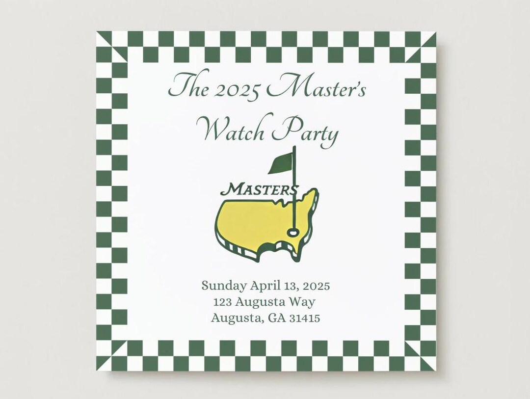 Masters Viewing Party Square Invitation Editable in Canva Master's ...