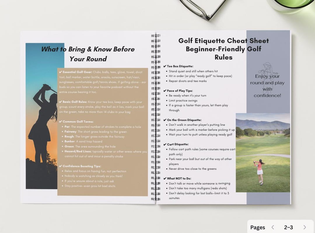 Beginner Bundle Golf Guide Printable Golf Checklist Etiquette Cheat ...