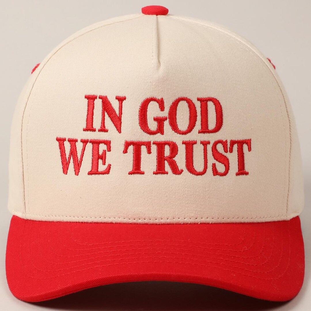 In God We Trust Embroidered Two-tone Canvas Cap, Two Tone Vintage Cap ...