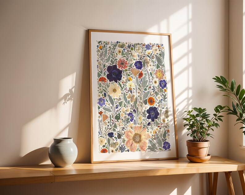 Pressed Flower Art Colorful Prints Real Botanical Wall Art Modern ...