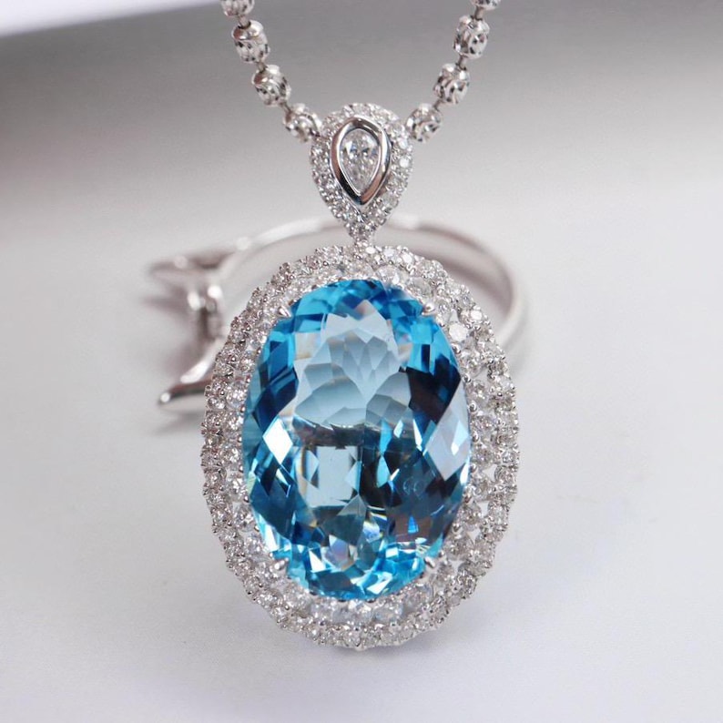 Santa Maria Aquamarine Ring: Diamond Paved 18k White Gold, Handmade - Etsy