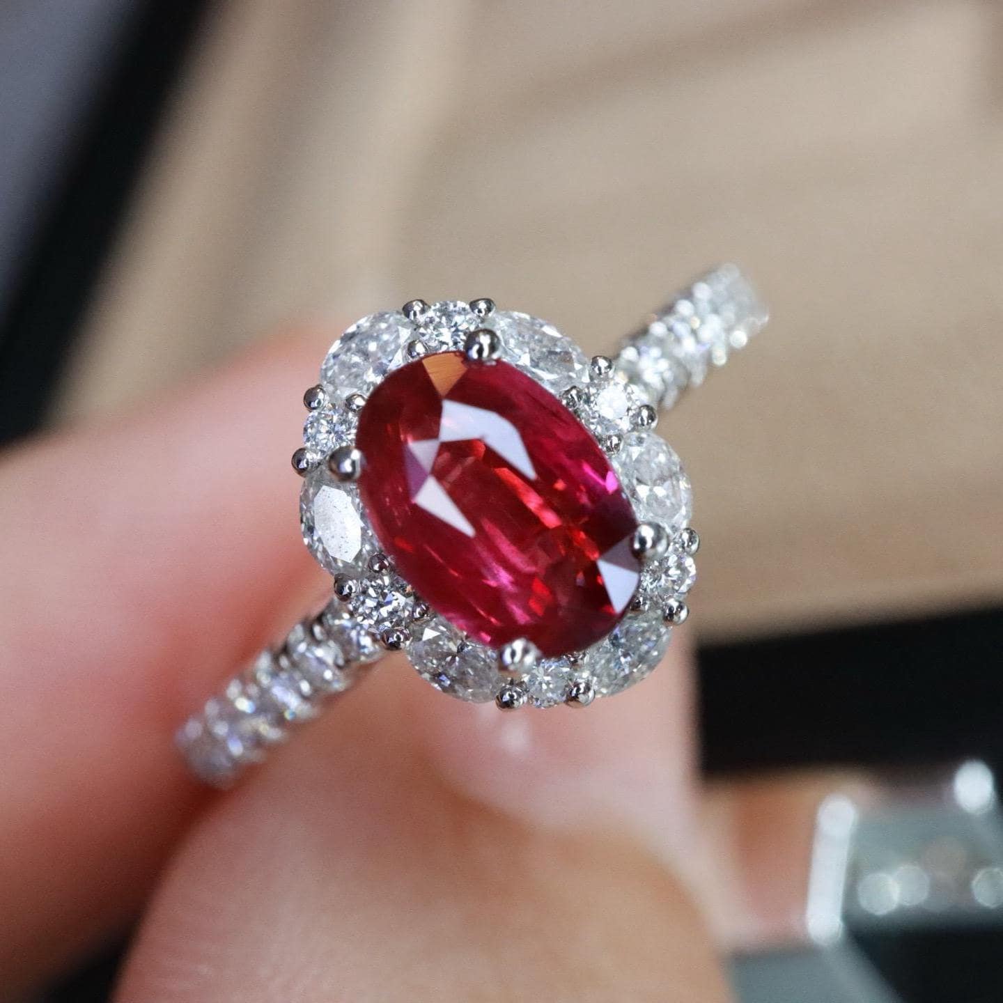 Unique Natural Untreated Dark Red Ruby Ring 18k Solid White Gold ...