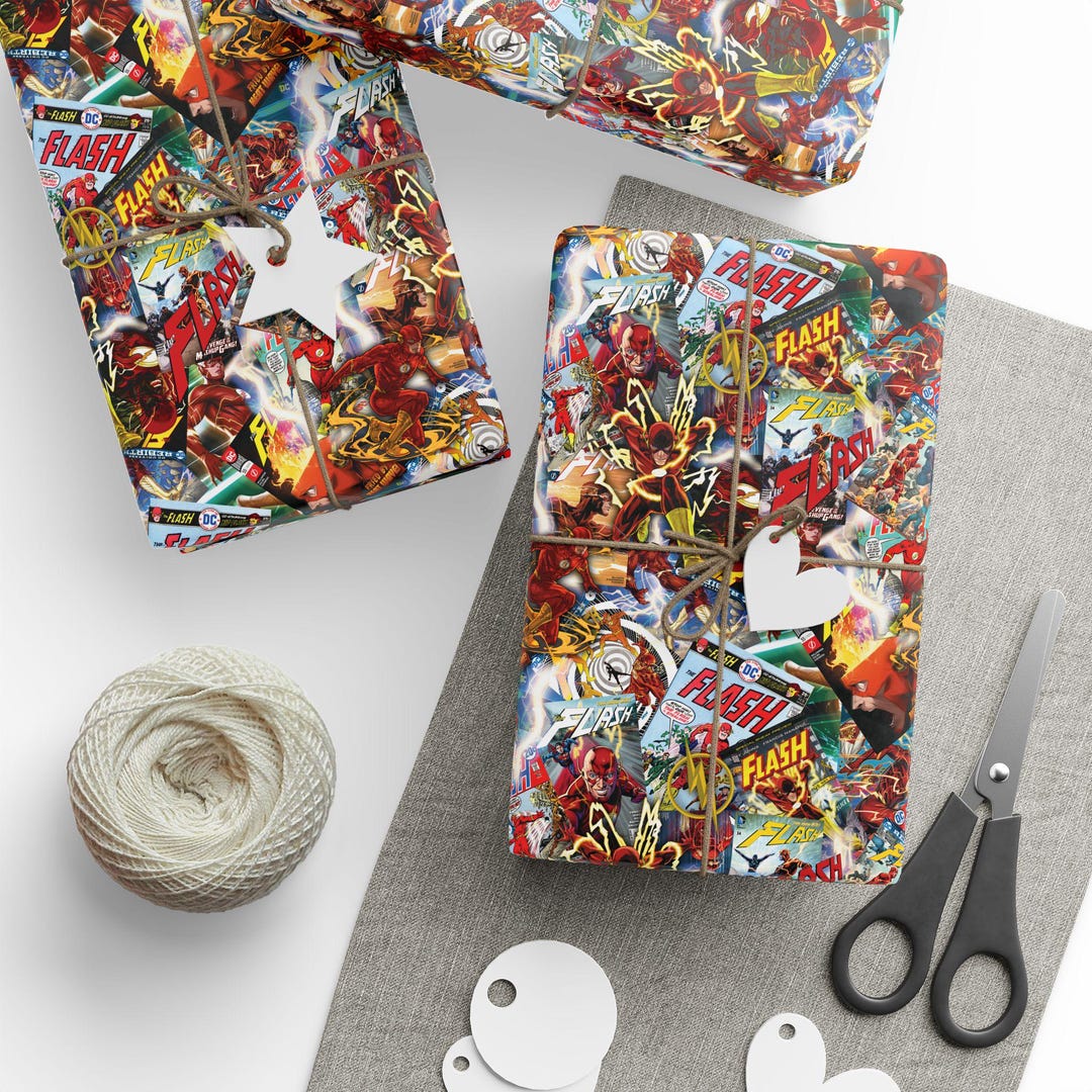 The Flash Comics Wrapping Paper the Flash Gift Wrap the Flash Birthday ...