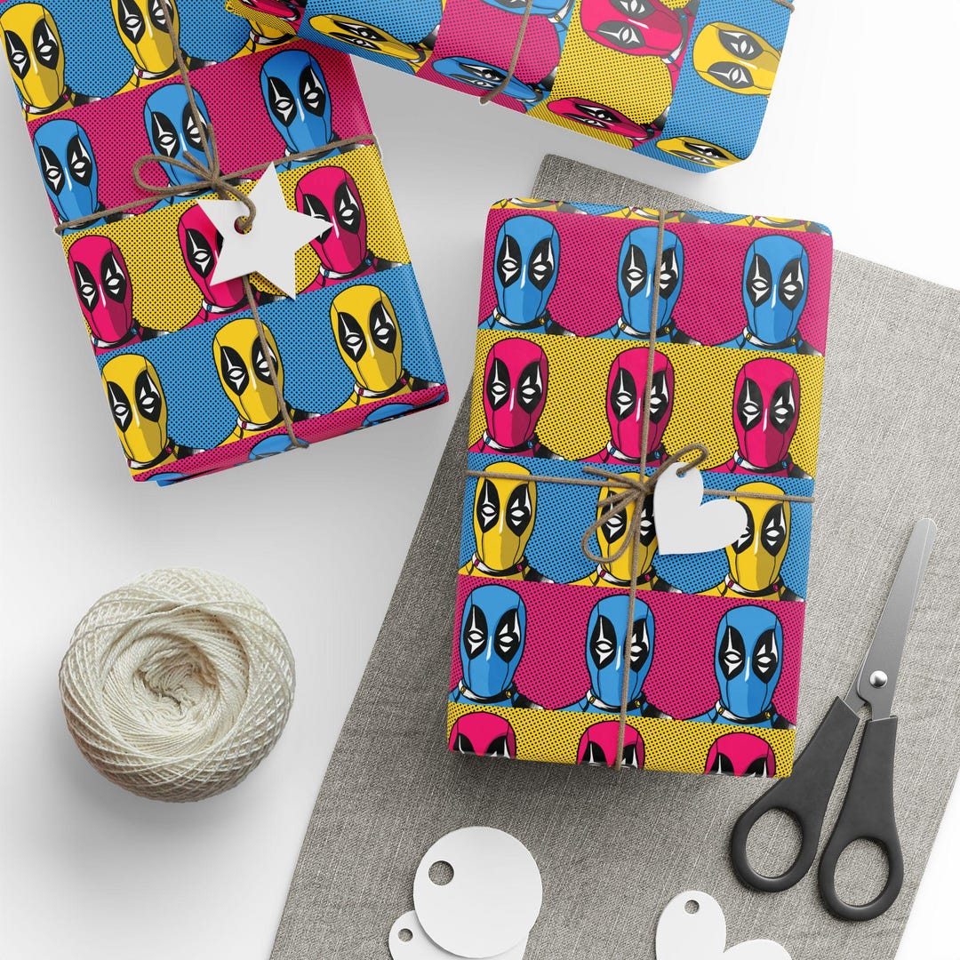 Retro Deadpool Gift Wrap 80's Deadpool Wrapping Paper Marvel Gift Wrap ...