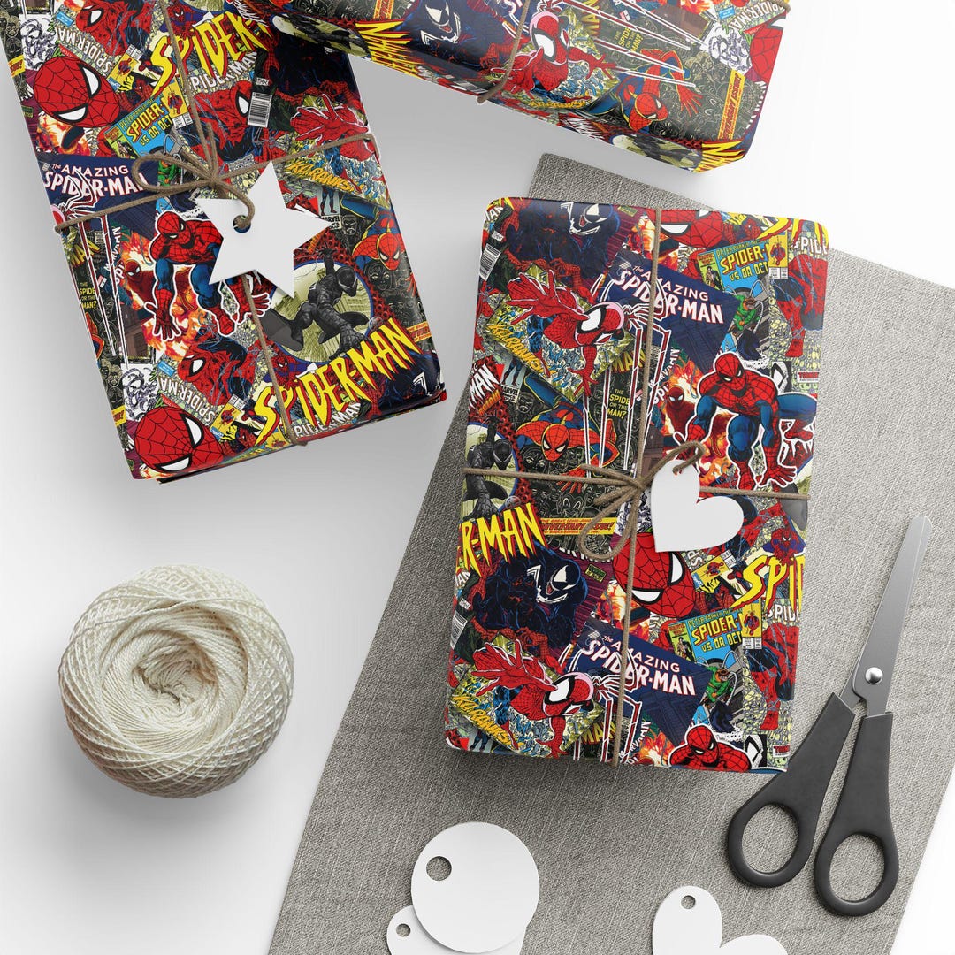 Spiderman Comics Wrapping Paper Spiderman Gift Wrap Spiderman Birthday ...