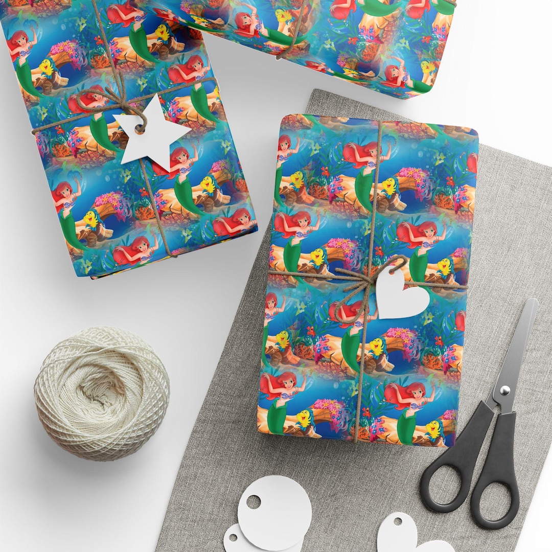 Ariel Wrapping Paper the Little Mermaid Gift Wrap Disney Girl Gift Wrap ...