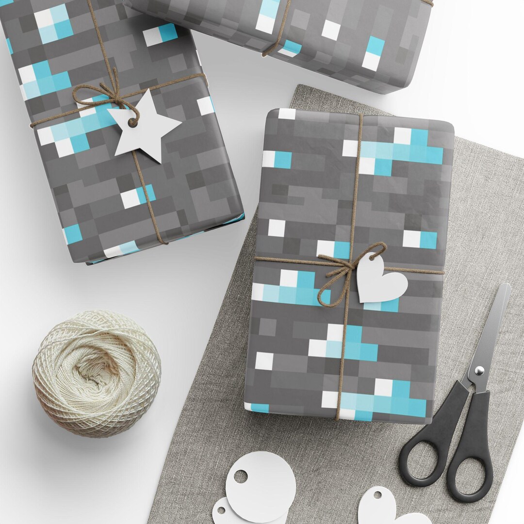 Diamond Ore Block Minecraft Wrapping Paper Minecraft Party Minecraft ...