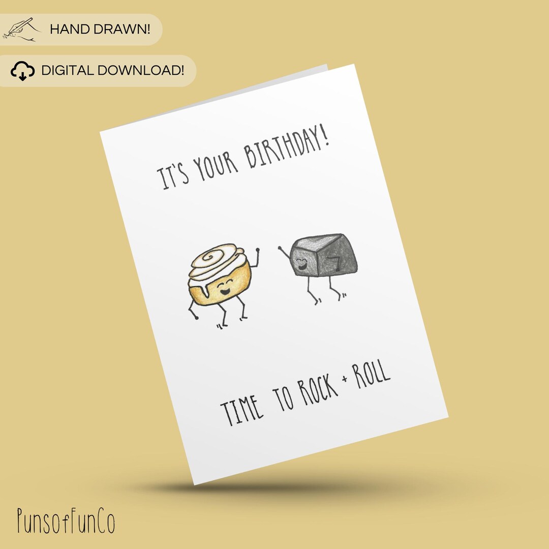 Printable Cinnamon Roll Birthday Card - Printable Card - Hand Drawn ...