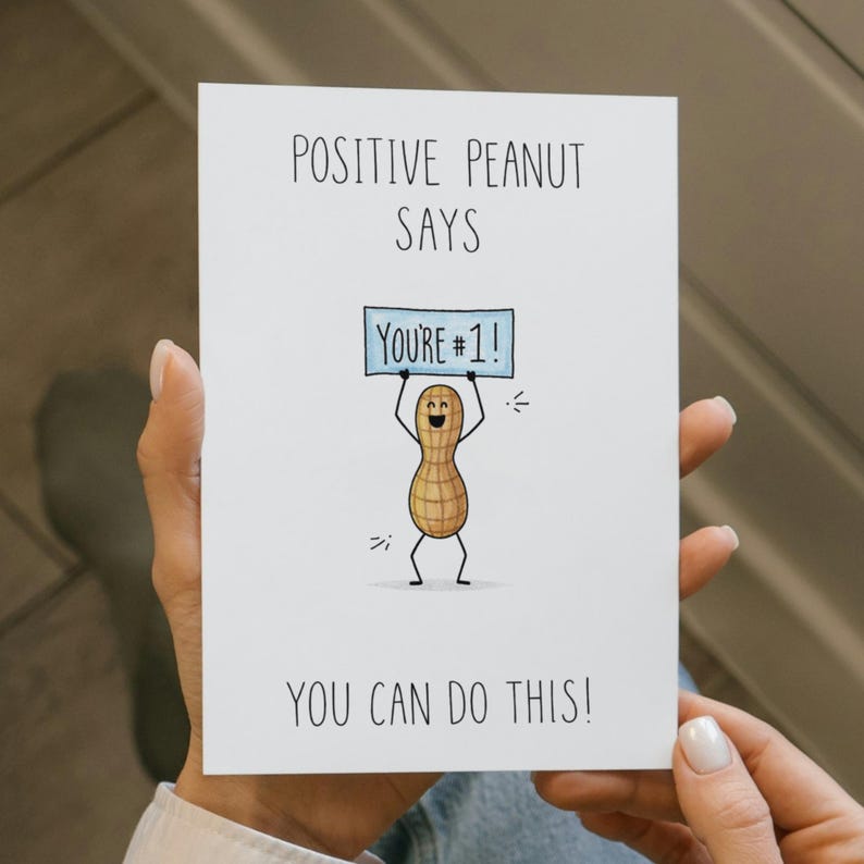 Encouragement Card Printable – Positive Peanut Pun Card, Instant ...