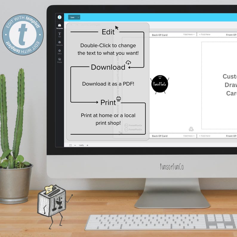 Printable Cinnamon Roll Birthday Card - Printable Card - Hand Drawn ...