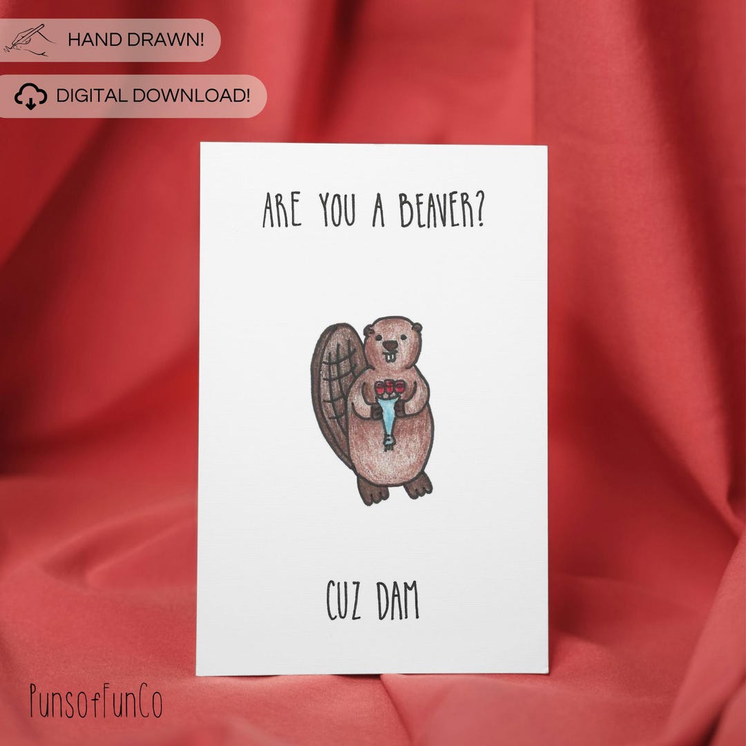 Printable Beaver Greeting Card - Printable Card - Hand Drawn - Gift for ...