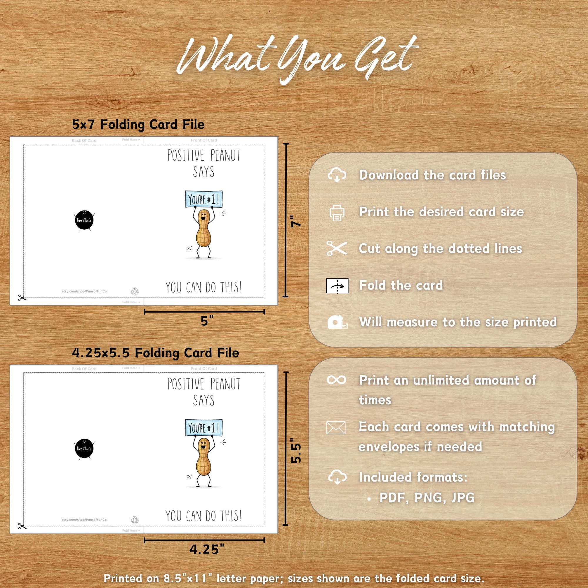 Encouragement Card Printable – Positive Peanut Pun Card, Instant ...