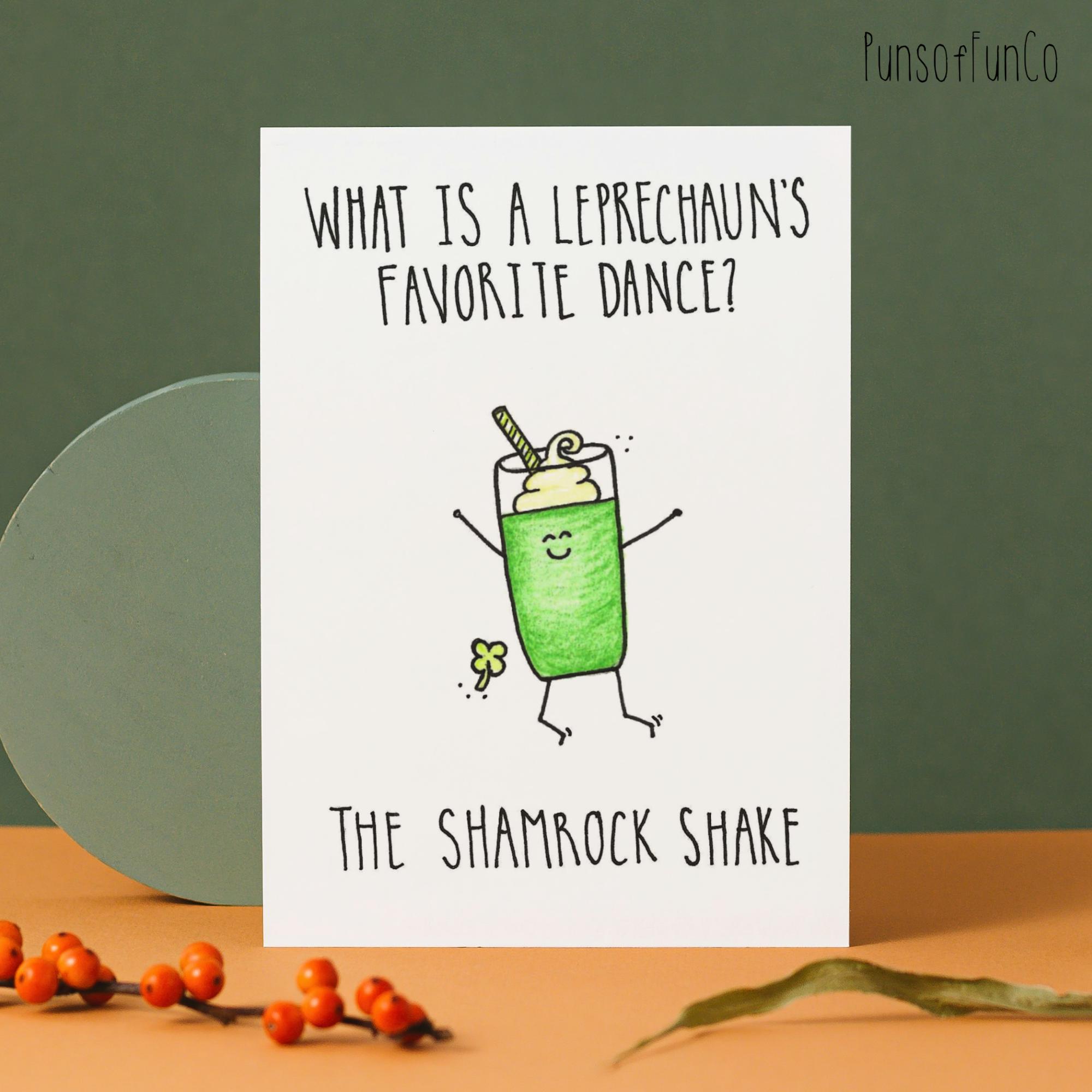 St Patricks Day Card Clover Shamrock Shake Saint Patricks Day Pun Cards ...