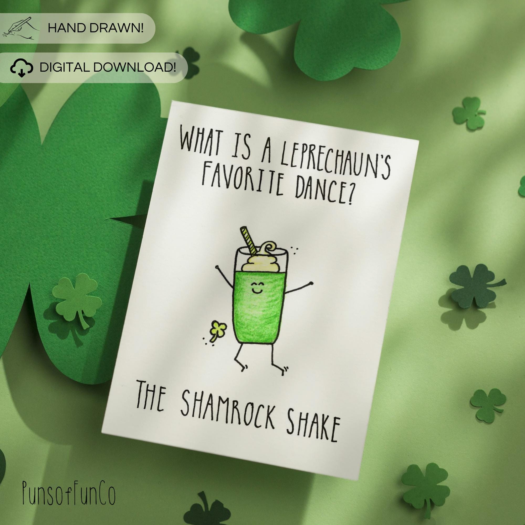 St Patricks Day Card Clover Shamrock Shake Saint Patricks Day Pun Cards ...
