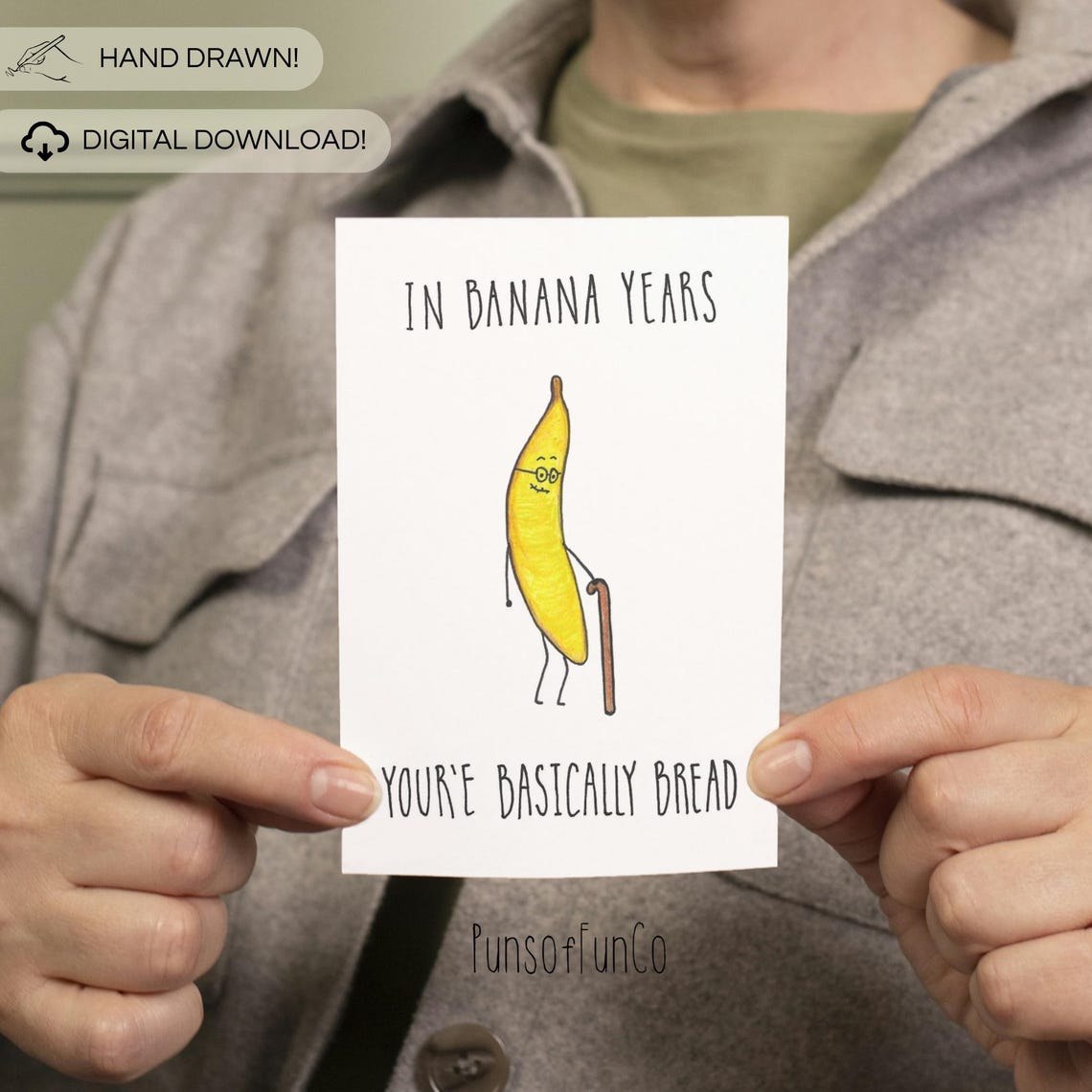Happy Birthday Card - Banana - Greeting Cards - Pun Cards - Funny Card ...