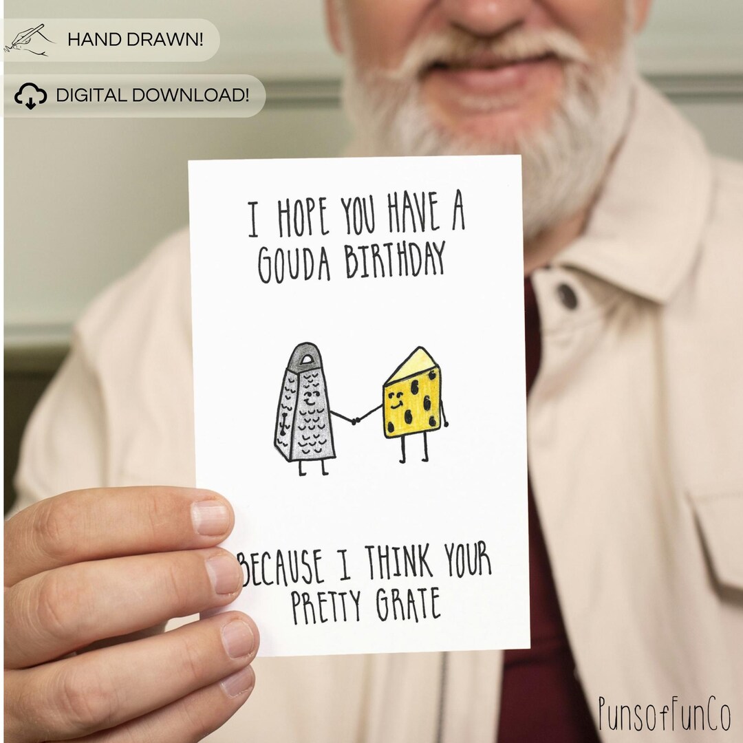 Printable Gouda Birthday Card - Printable Card - Hand Drawn - Gift for ...