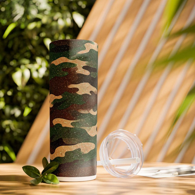 Camo Insulated Tumbler Cup, Army Green Travel Tumbler, Camouflage Drink ...