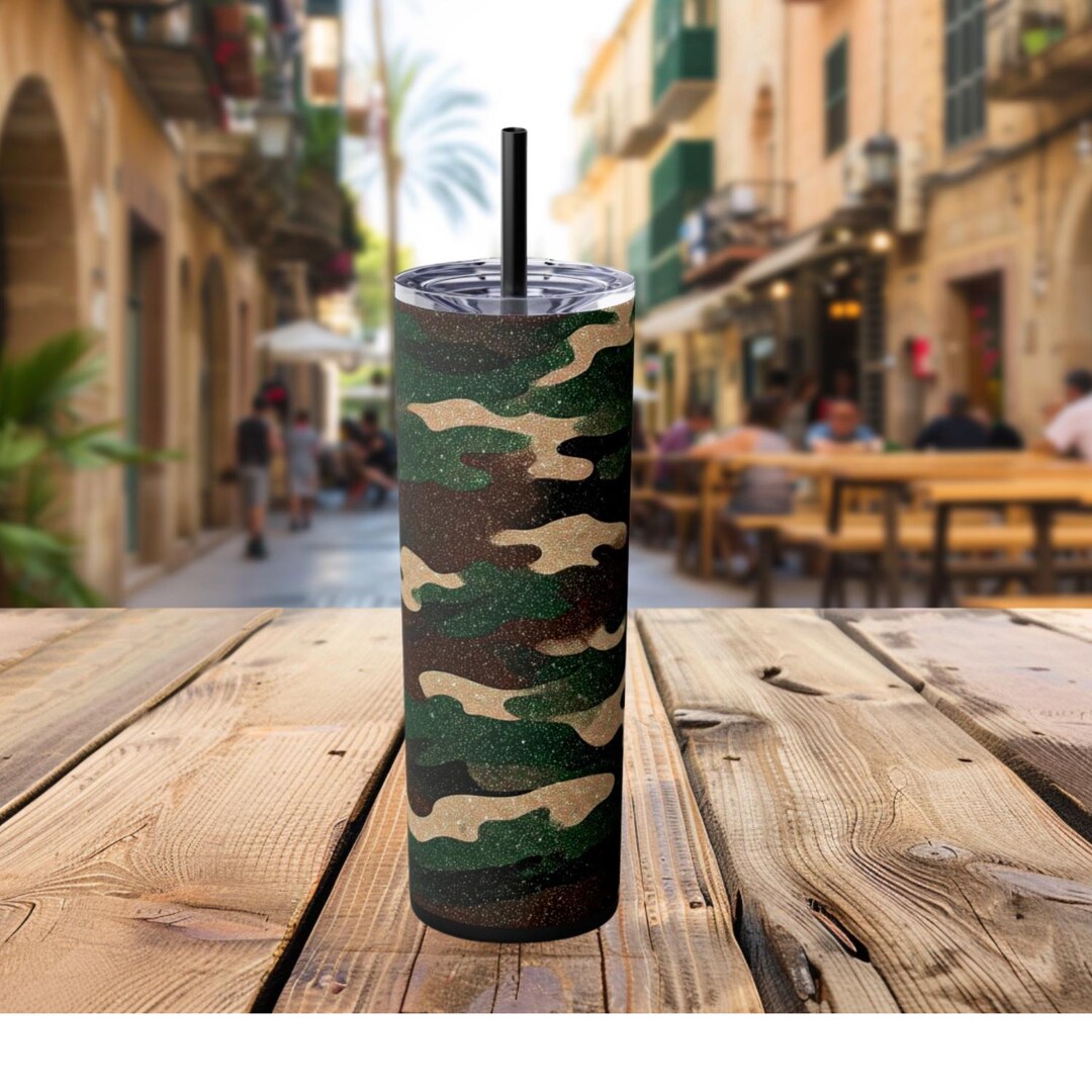 Camo Insulated Tumbler Cup, Army Green Travel Tumbler, Camouflage Drink ...