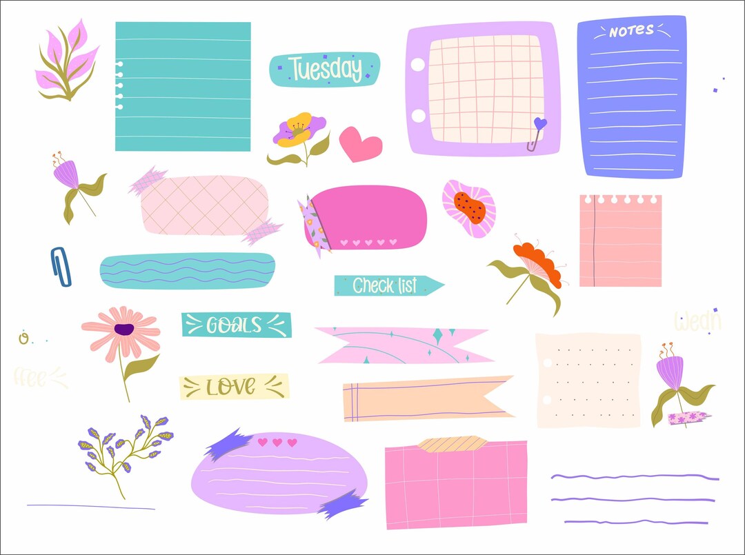 Sticker Planner Various Paper Memo Notes. Cute Bright Sticker Note With ...