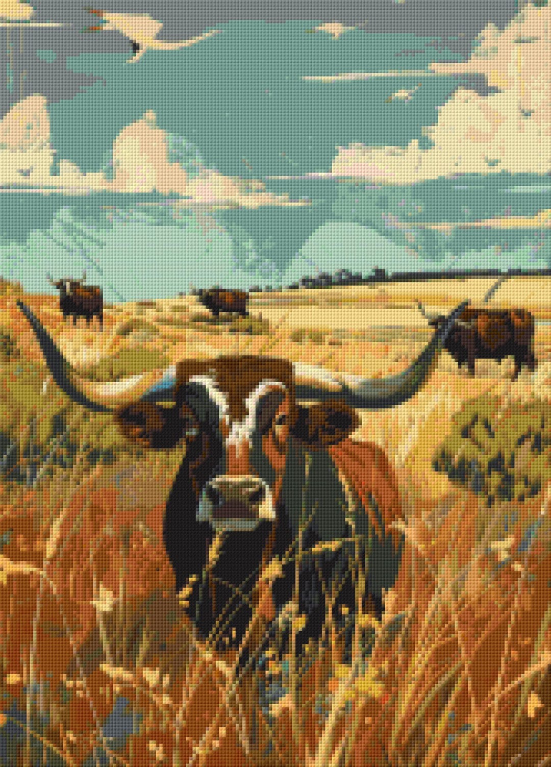 Texas Longhorn Cross Stitch Pattern: Western Cow Embroidery (PDF ...