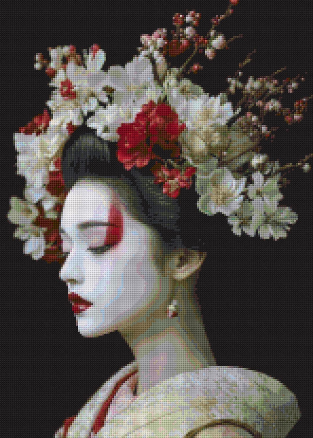 Japanese Geisha Cross Stitch Pattern: Elegant Portrait (PDF Digital ...