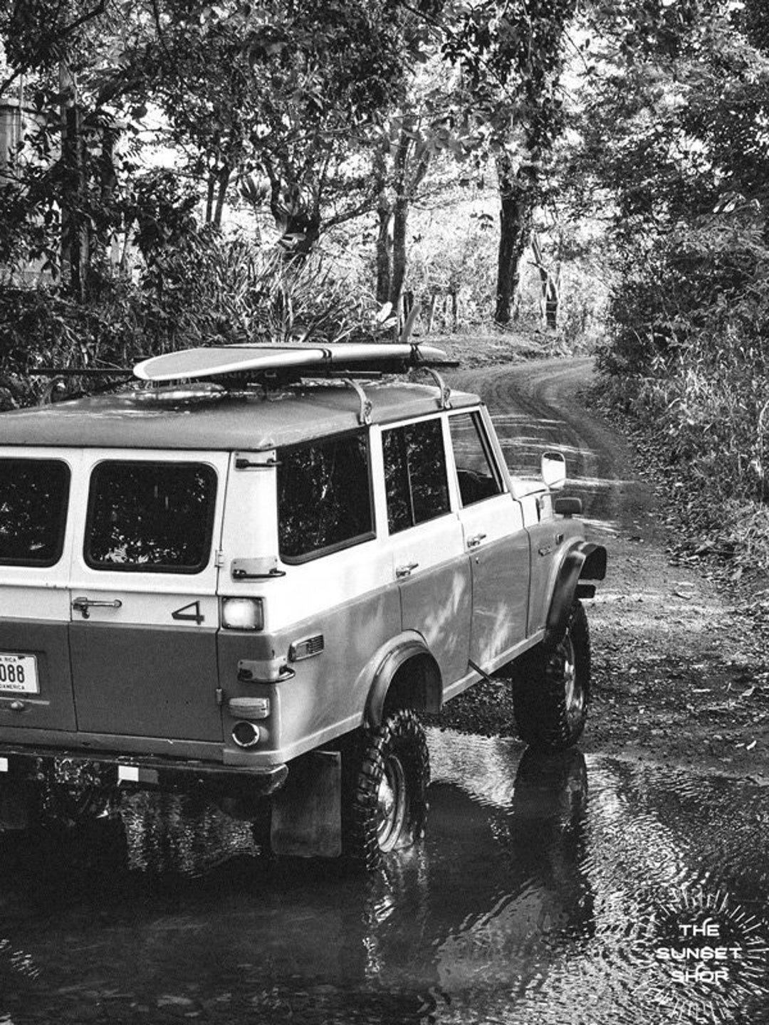 Surf Cruiser - Vintage Toyota Land Cruiser Black and White Surf Art ...