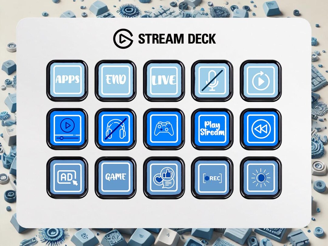 Streamdeck Keyboard Icons Blue Version - Etsy