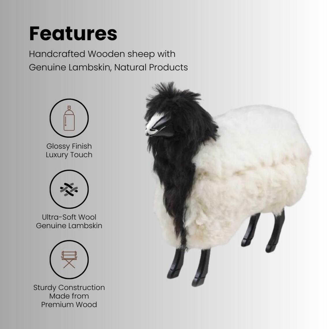 Handcrafted Lambskin Wooden Sheep Stool: Rustic Farmhouse & Cottage ...