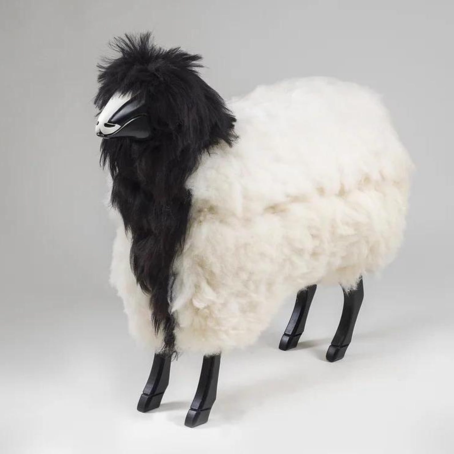 Handcrafted Lambskin Wooden Sheep Stool: Rustic Farmhouse & Cottage ...