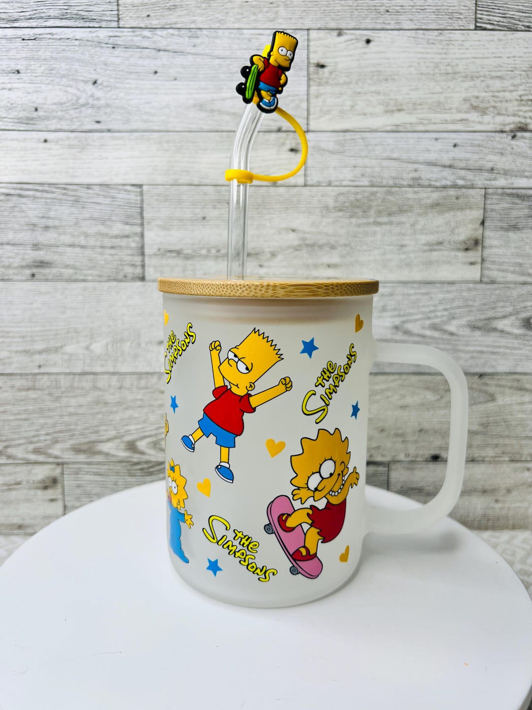 Bart Simpson Frosted Glass Cup. - Etsy