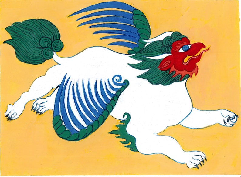 Garuda Lion VYALA mythical animal painting Custom Wall Art | Etsy