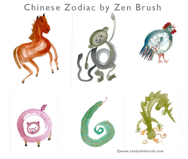 Chinese Lunar New Year Zodiac, All 12 Animals Set, Original One of a ...