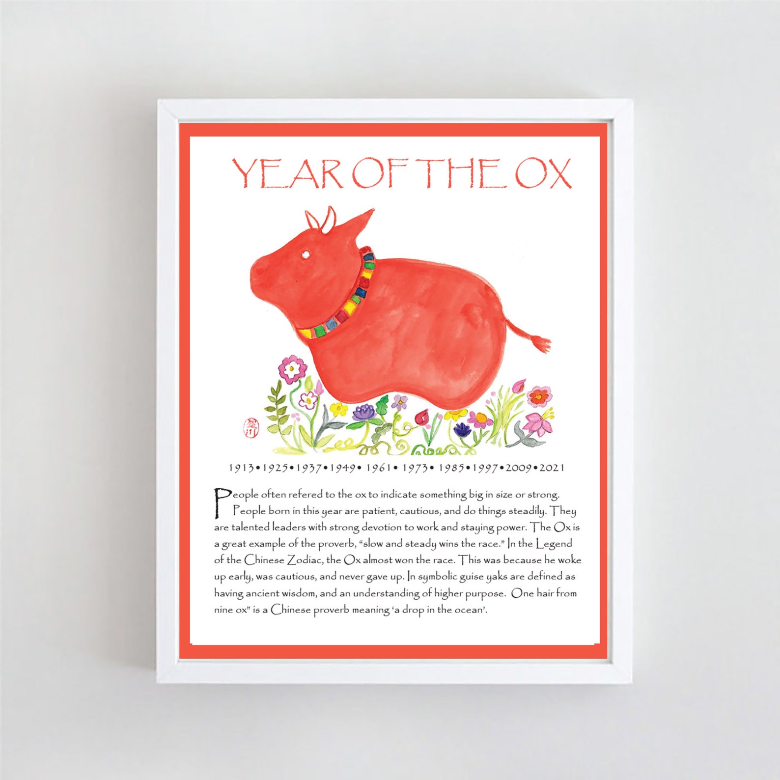 Year of the Ox Poster Chinese Lunar New Year Zodiac Poster - Etsy