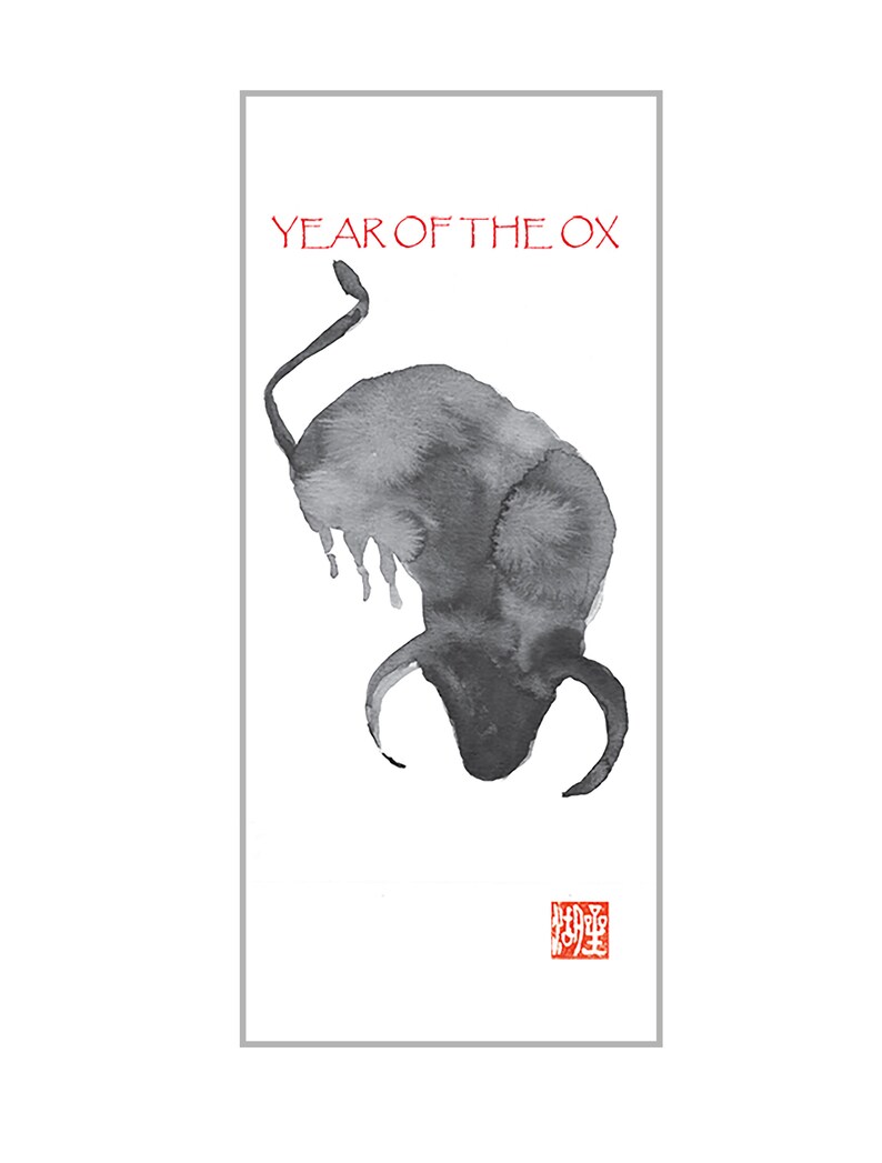 Ox Bull Year of the Ox Card for Losar and Chinese Lunar - Etsy Canada