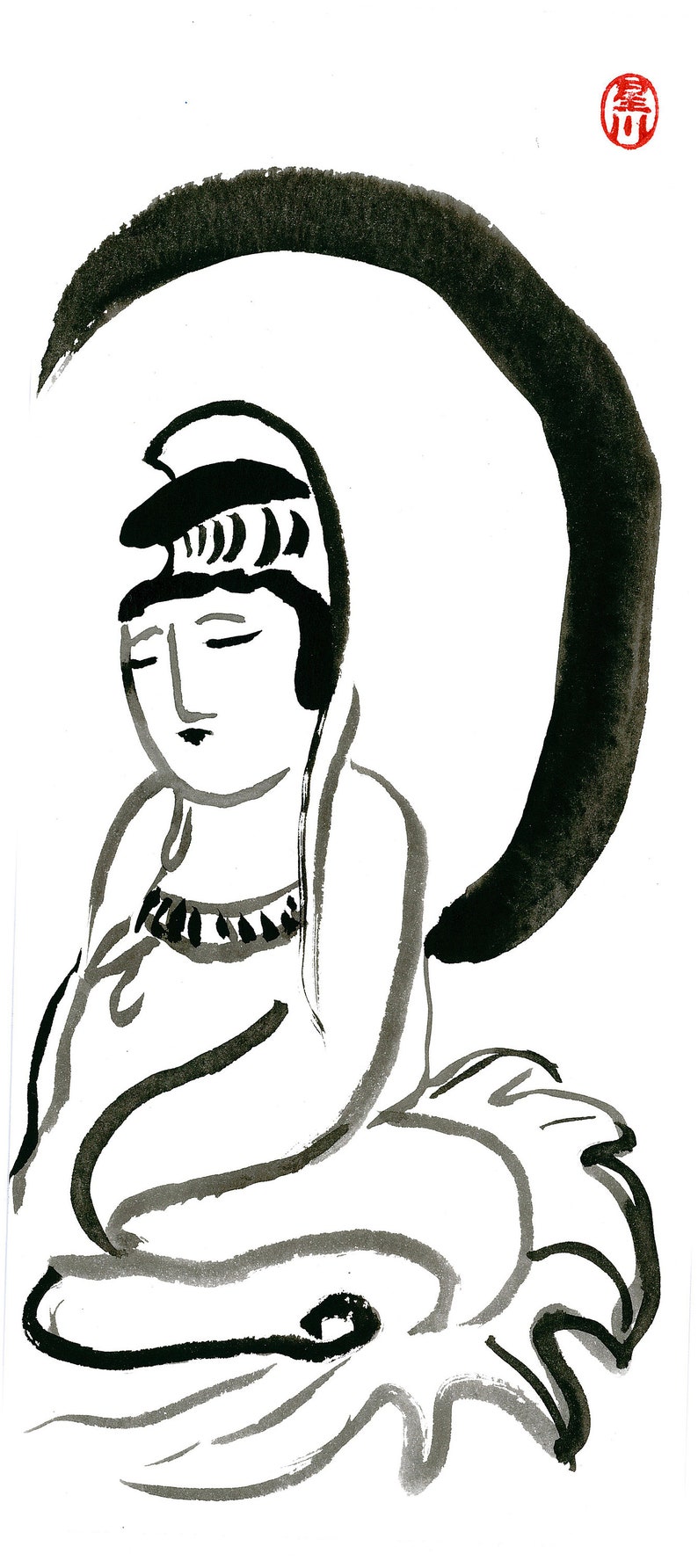 Goddess Art, Quan Yin, Kanzeon, Kannon, Kwan Yin Mother, Zen Brush Sumi ...