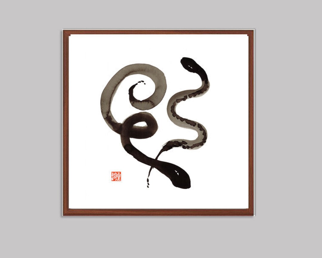 Snake, Chinese New Year of the Snake, Original Sumi-e Ink Painting ...
