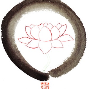 Enso Lotus Flower Calligraphy Zen Brush Hand-painted Sumi E - Etsy