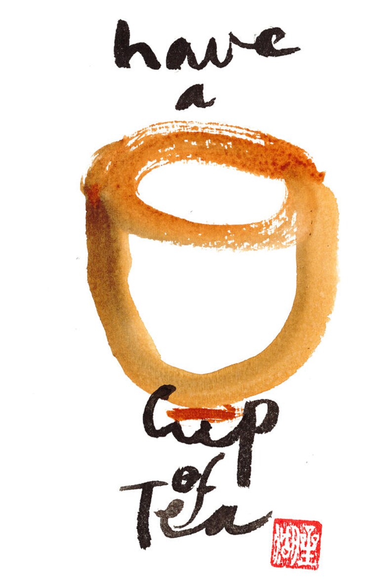 Tea Zen Art Calligraphy have a Cup of Tea Enso - Etsy