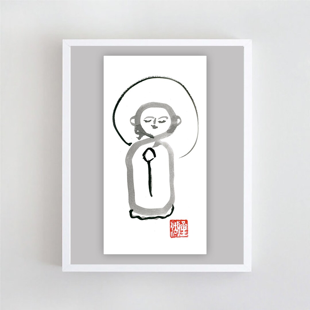Jizo Baby Buddha Sumi Ink Painting: Original Zen Art - Etsy