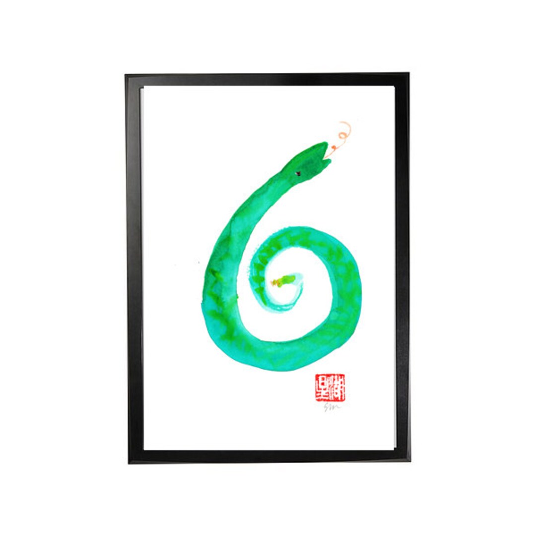 Snake, Zen Brush Painting Year of the Snake Original Watercolor for ...
