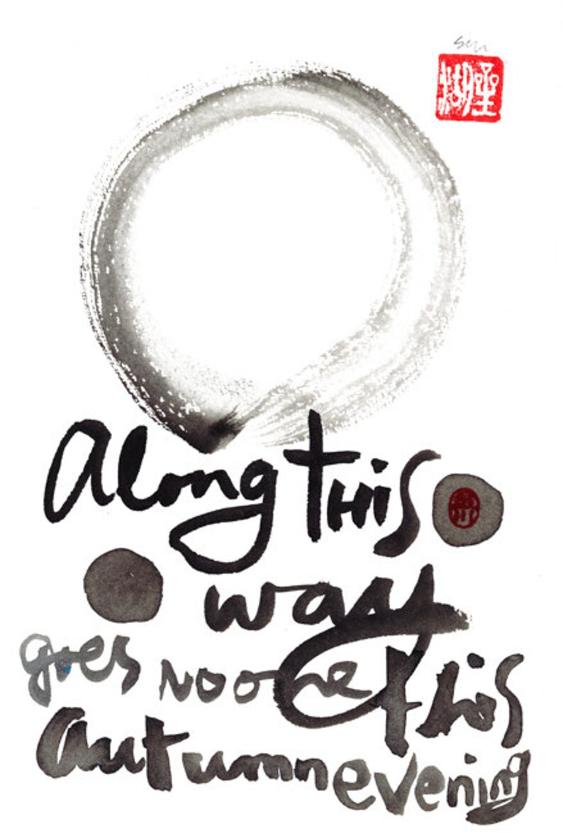 Enso Zen Circle Basho Haiku calligraphy Along this | Etsy