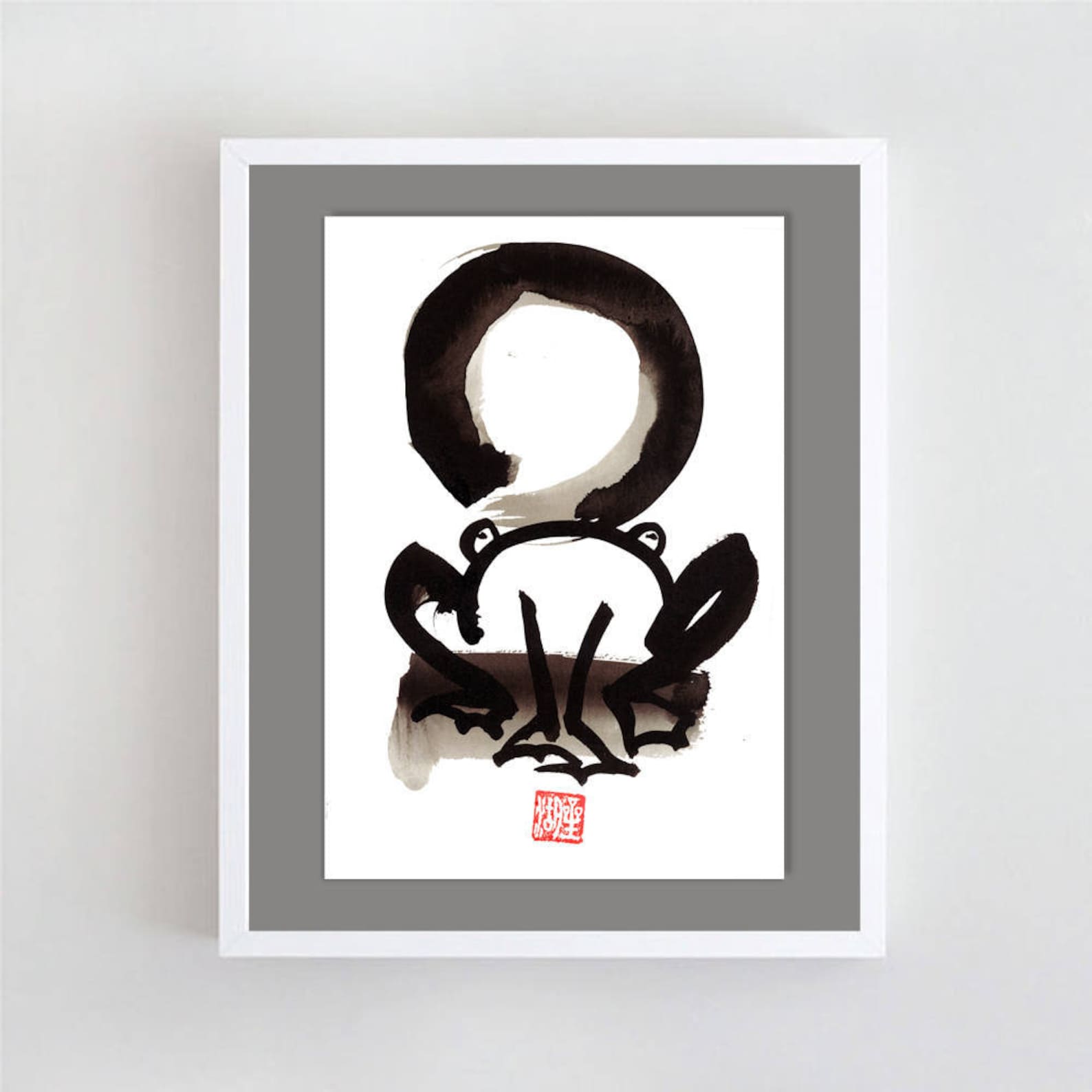 Frog Zen Painting, Basho's Frog Haiku With Enso, Original Zenbrush Sumi ...