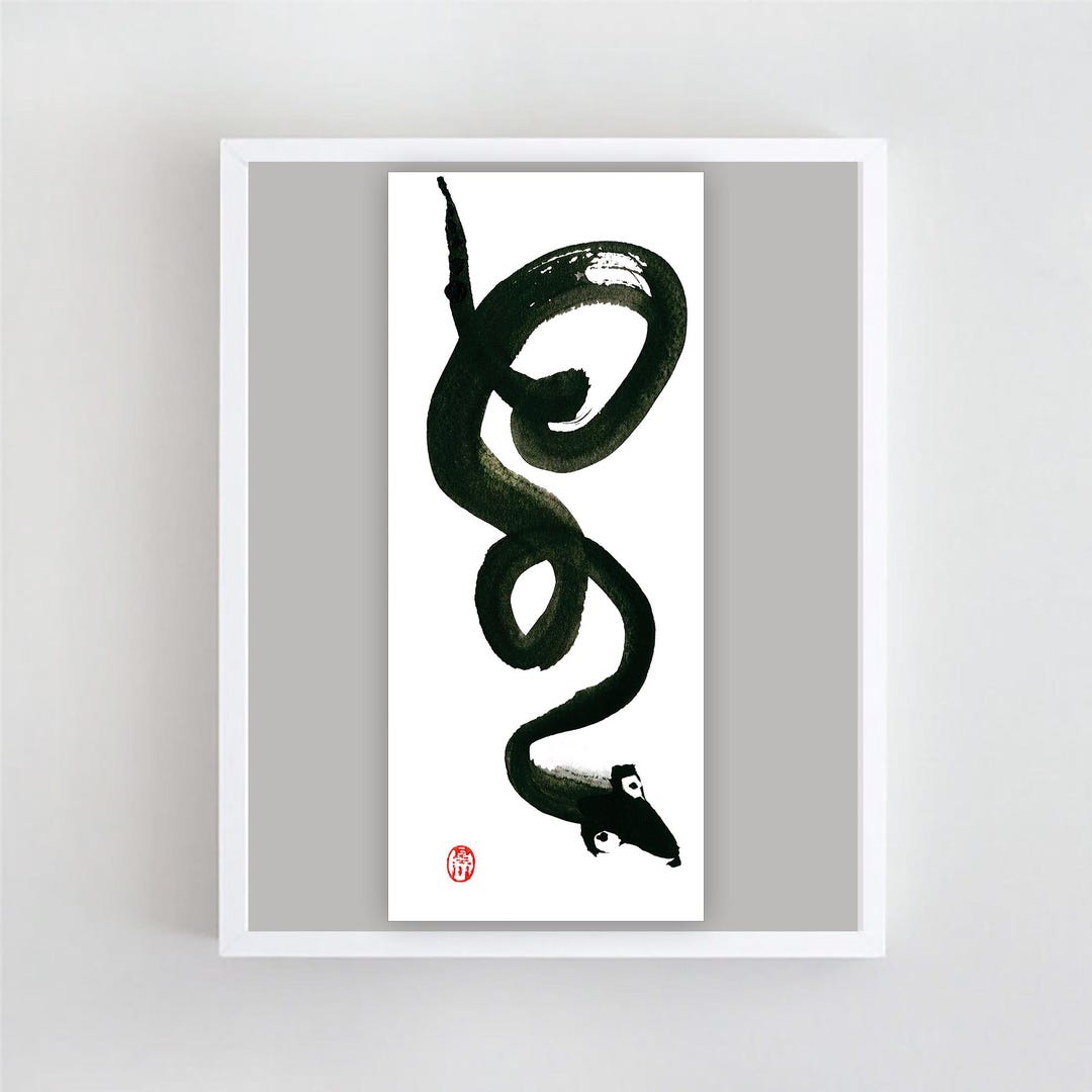 Chinese Lunar New Year of the Snake, 2025 Card Original Sumi-e Ink ...