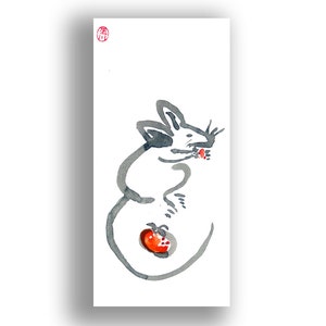 Year of the Rat, Chinese New Year of the Rat Card, Zen Mouse Nibbling ...