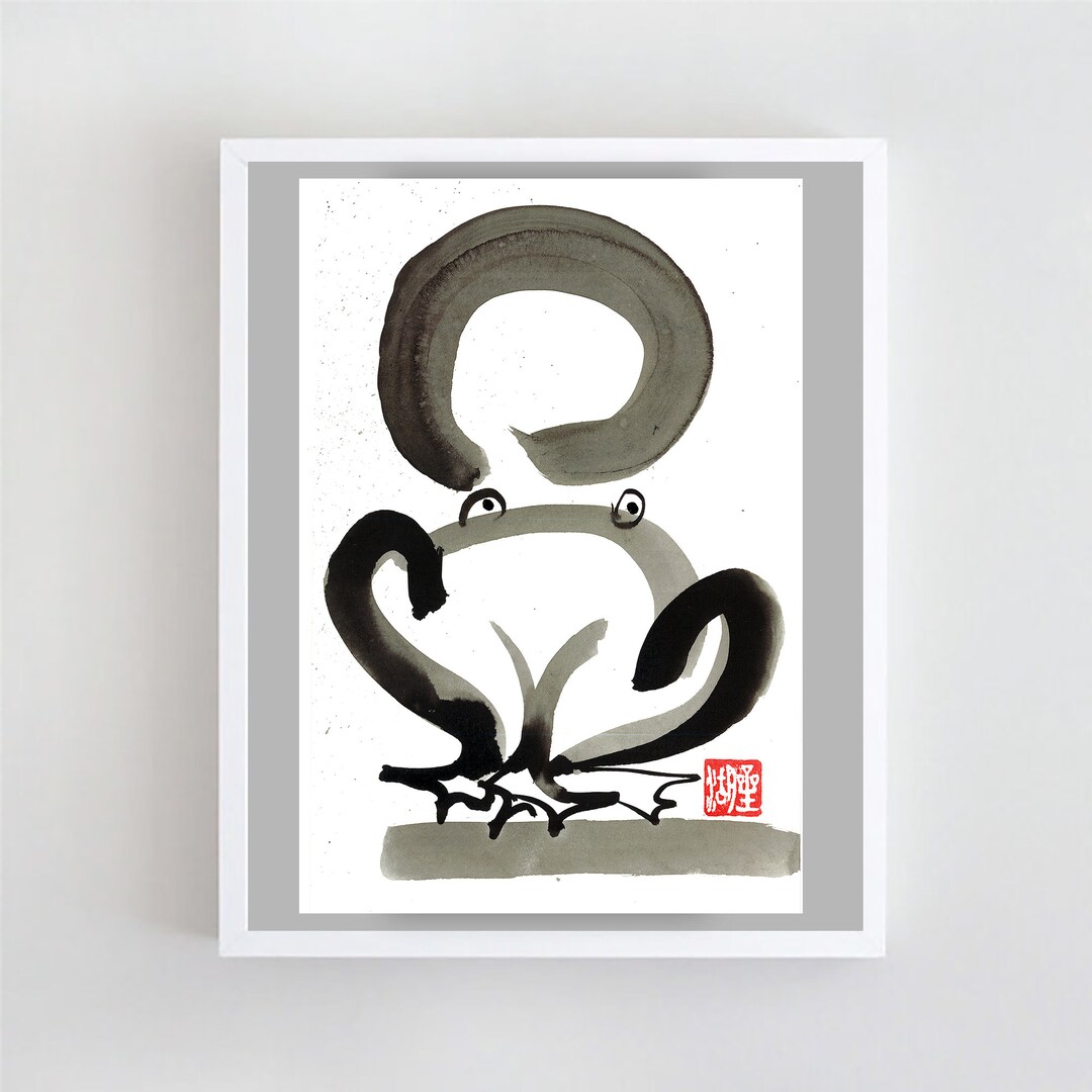 Frog, Basho's Frog With Enso, Zen Sumi Ink Painting, Zen Japanese Haiku ...
