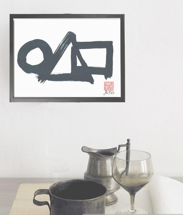 Art Print-circle Enso Triangle Square Zenbrush Art Sumi E - Etsy