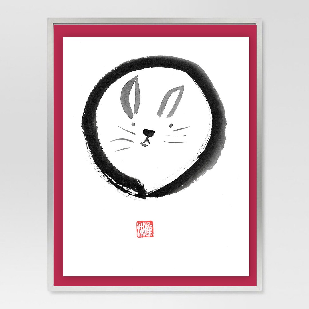 Rabbit, Chinese Year of the Rabbit, Original Zen Brush Sumi Ink ...